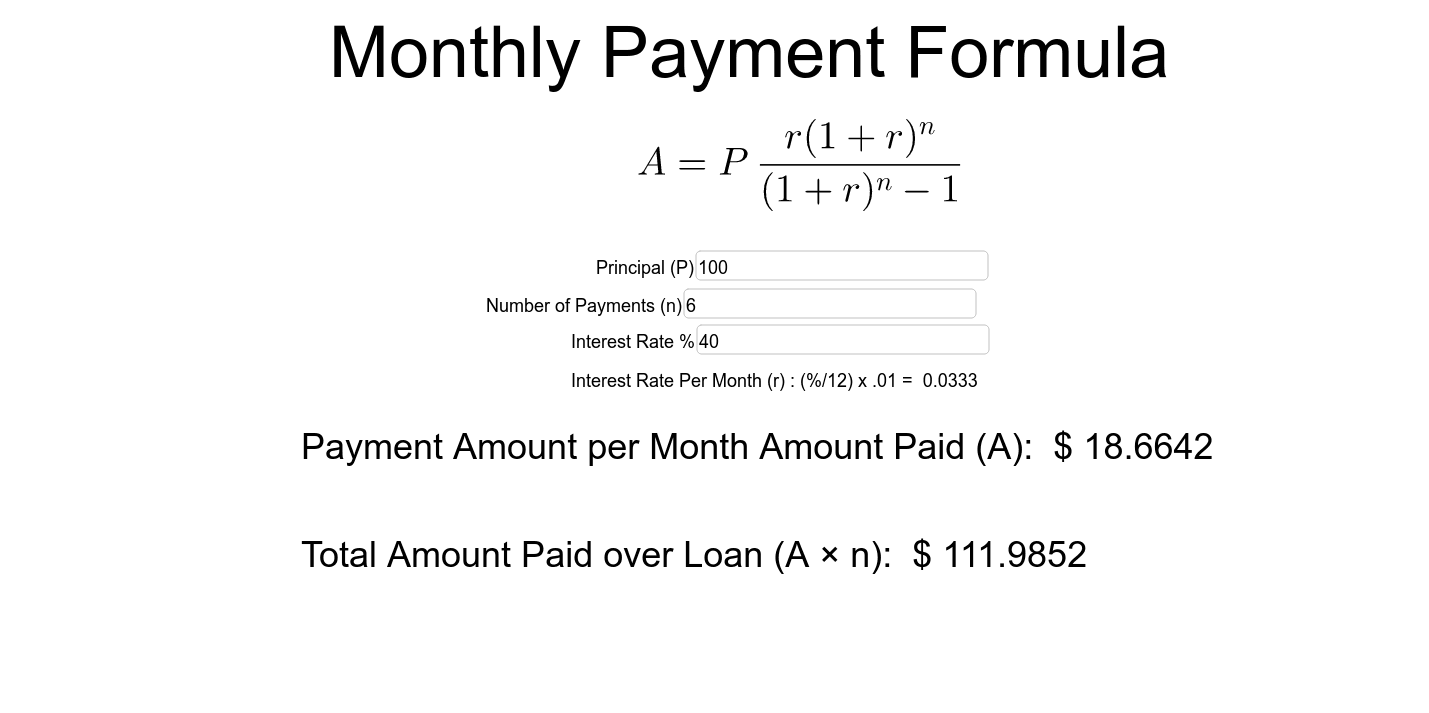 What is the formula for calculating monthly?