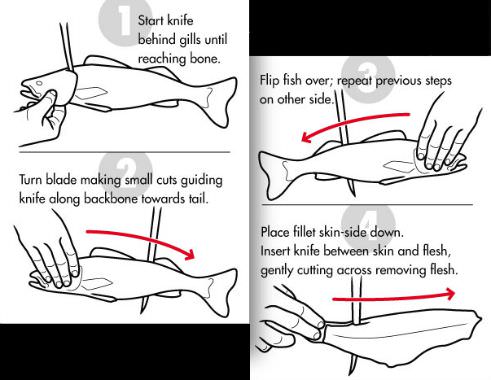 What is the fourth step in skinning fish?