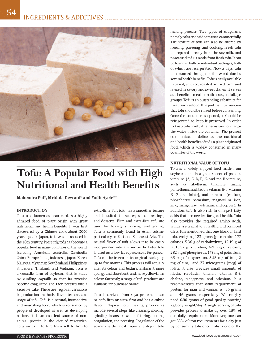 What is the history of nutritional research on tofu?