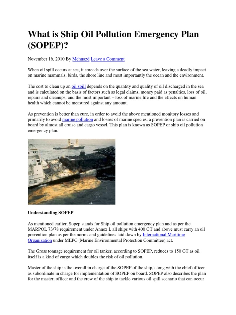What is the importance of shipboard oil pollution emergency plan?
