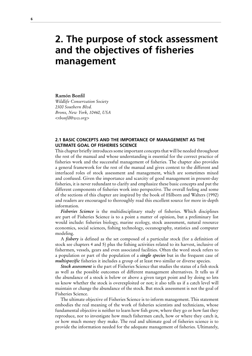 What is the importance of stock assessment to fisheries management?