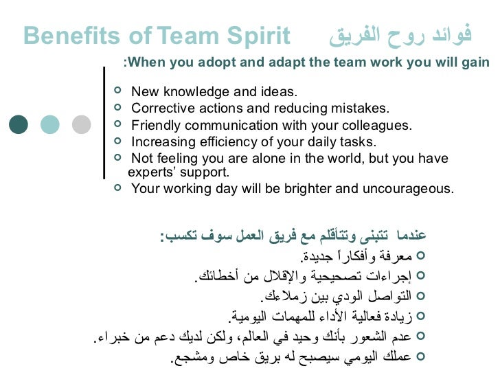 What is the importance of Team Spirit?