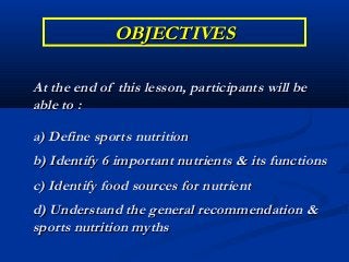 What is the main aim of sports nutrition?