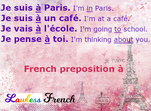What is the meaning of the French word'à'?