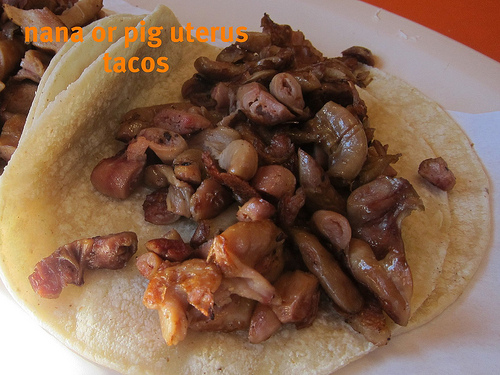 What is the Mexican dish for pig intestines?