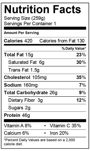 What is the nutritional value of chicken stir fry?