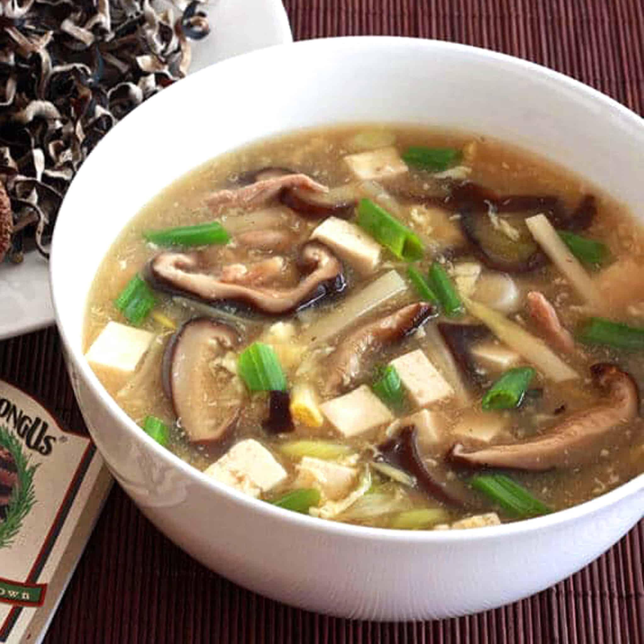 What is the purple stuff in hot and sour soup?