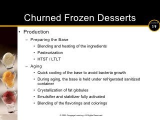 What is the purpose of a stabilizer in a churned frozen dessert?