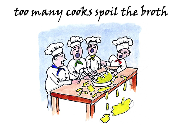 What is the saying to many cooks spoil the?