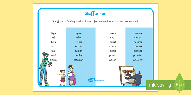 What is the suffix er used for?