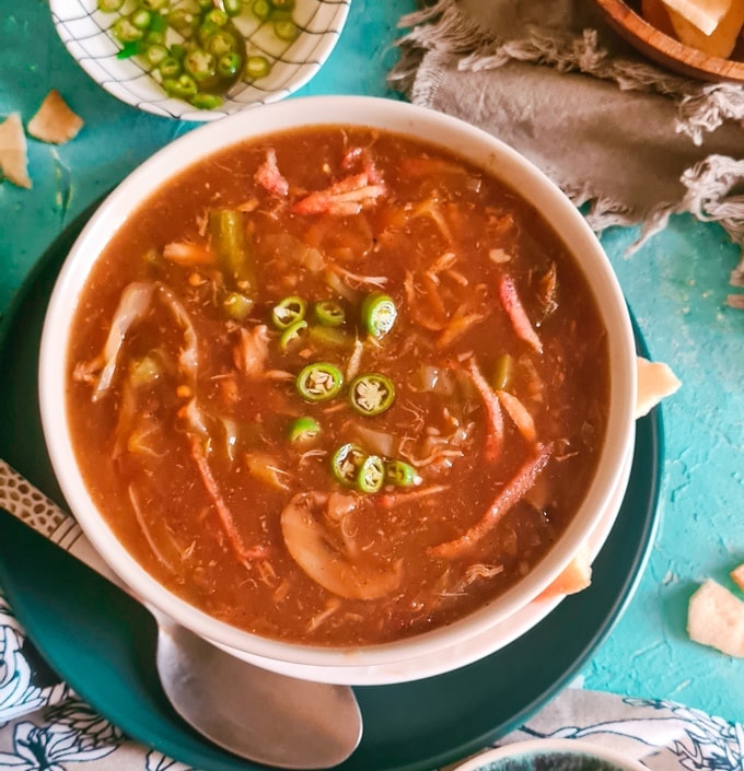 What is the thickener in hot and sour soup?