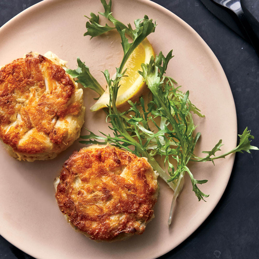 What is typically in crab cakes?