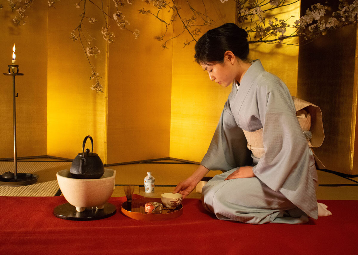 What is used in a Japanese tea ceremony?