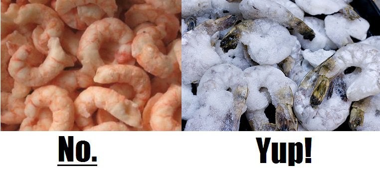 What is wrong with frozen shrimp?