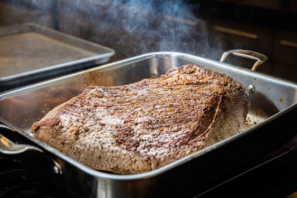 What kind of pan do you cook brisket in?