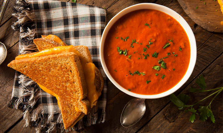 What main course goes well with tomato soup?