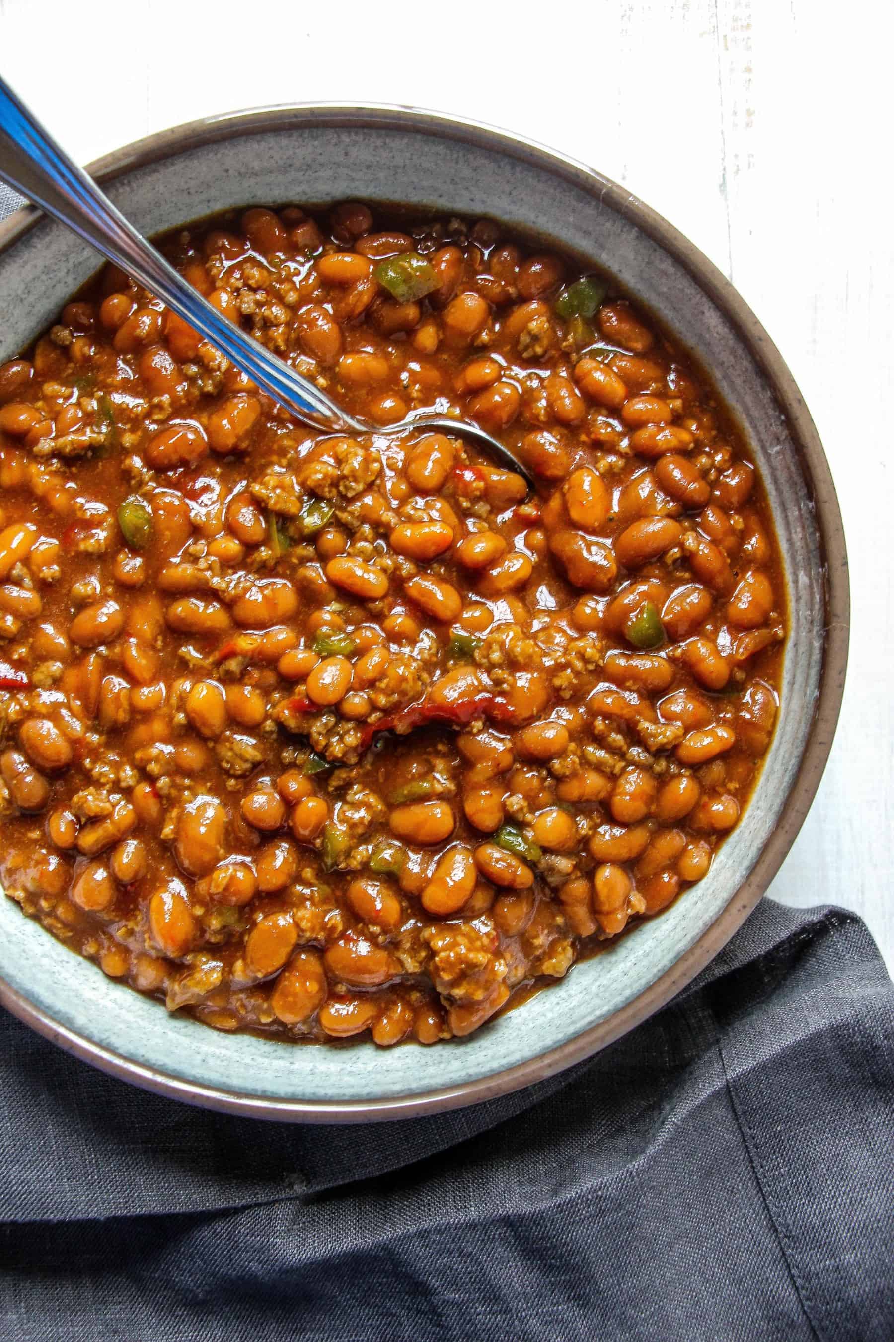 What meat goes with baked beans?