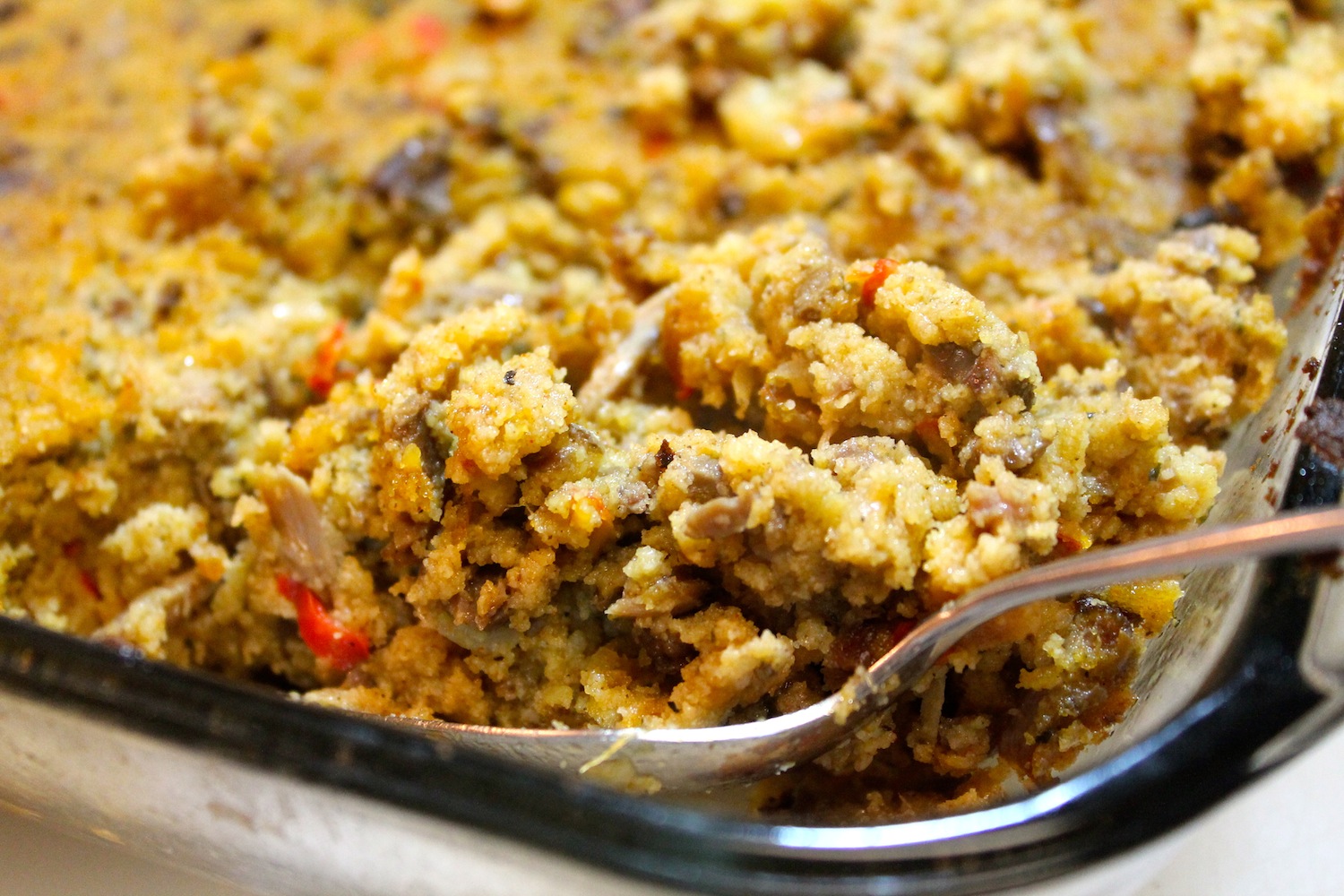 What meat goes with cornbread dressing?