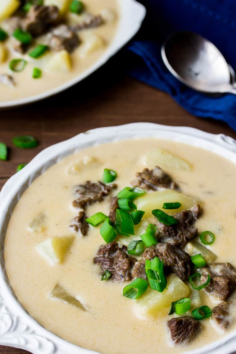 What meat goes with potato soup?