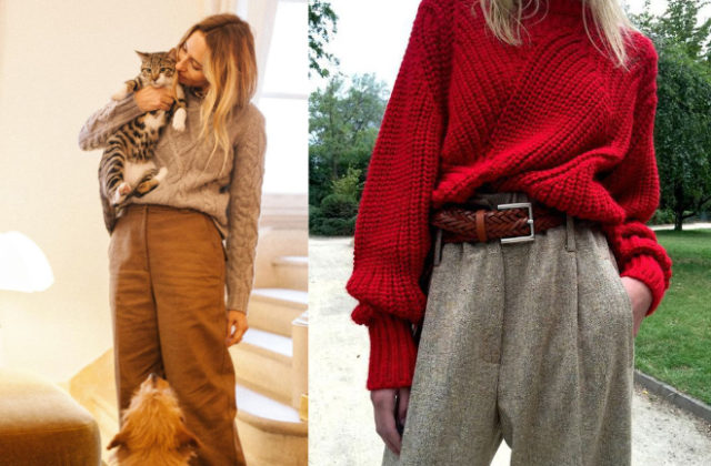 What pants do you wear with oversized sweaters?