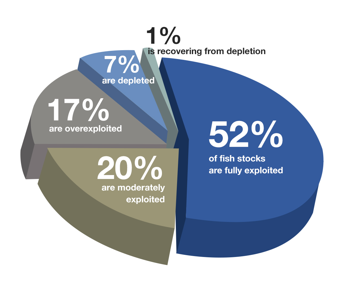 What percentage of fisheries are depleted?