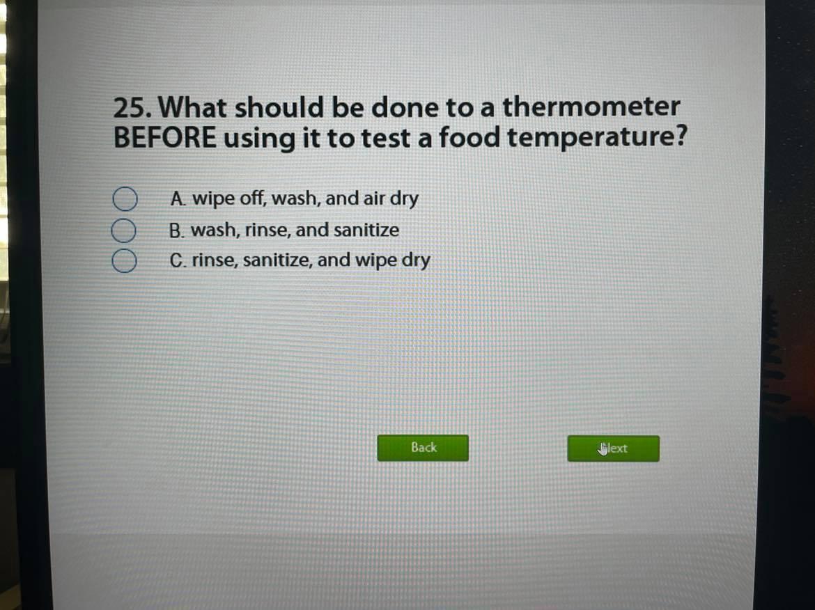 What should be done to a food thermometer before using it?