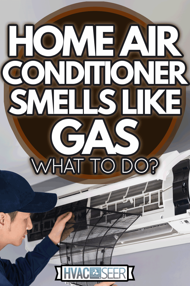 What should I do if my air conditioner smells like gas?