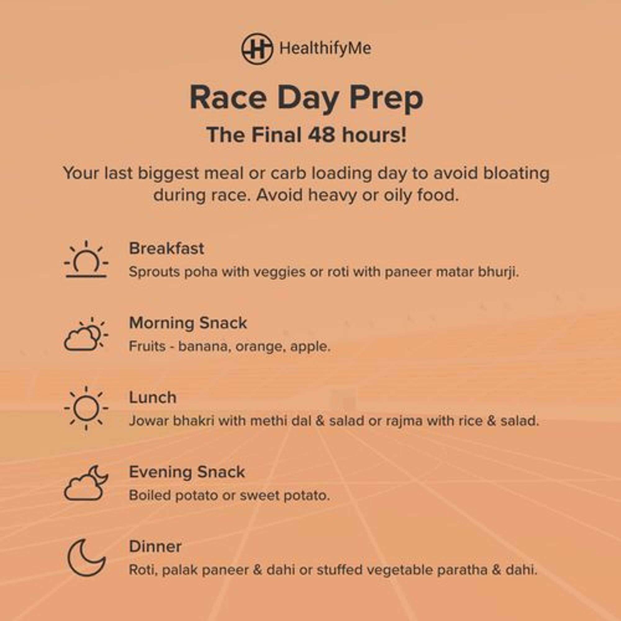 What should I eat 48 hours before a race?