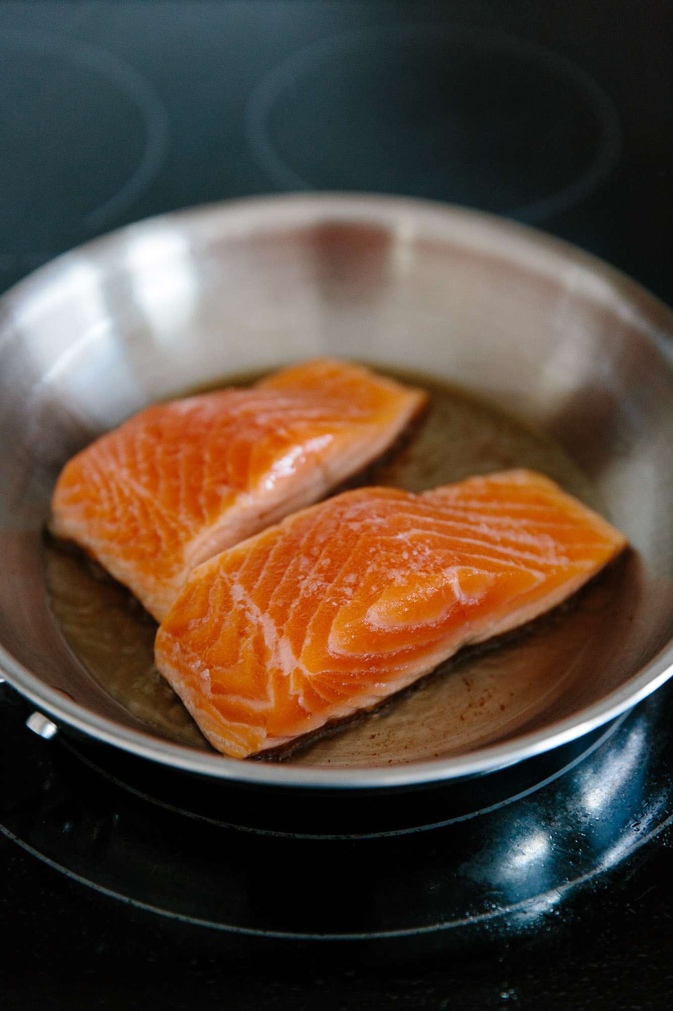 What side of salmon do you sear first?