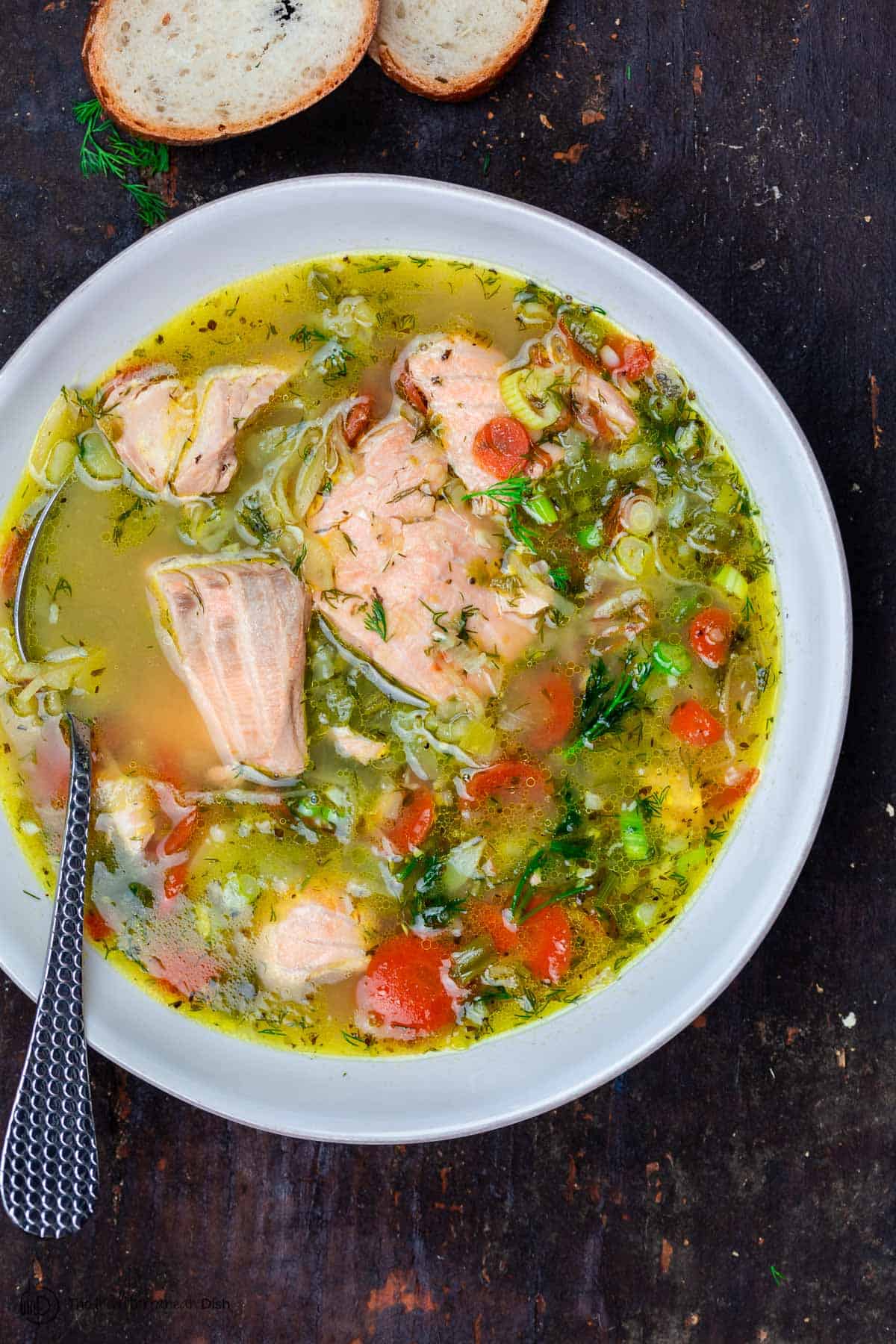 What soup goes well with salmon?