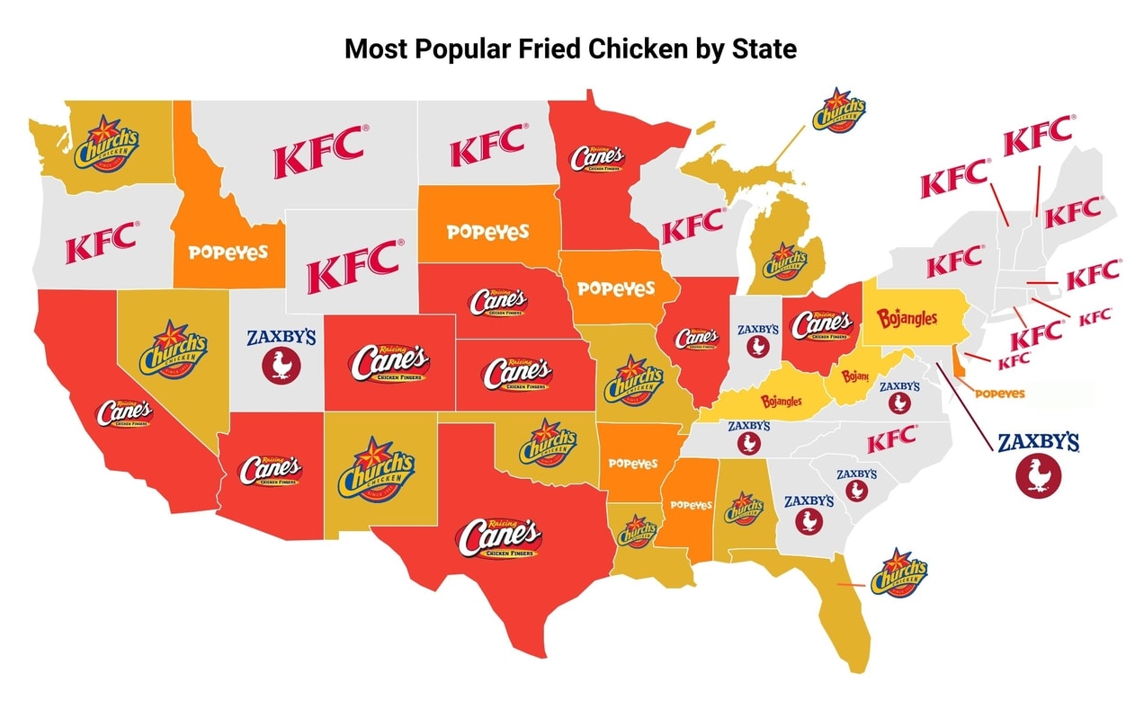 What state has the most Kentucky Fried Chickens?