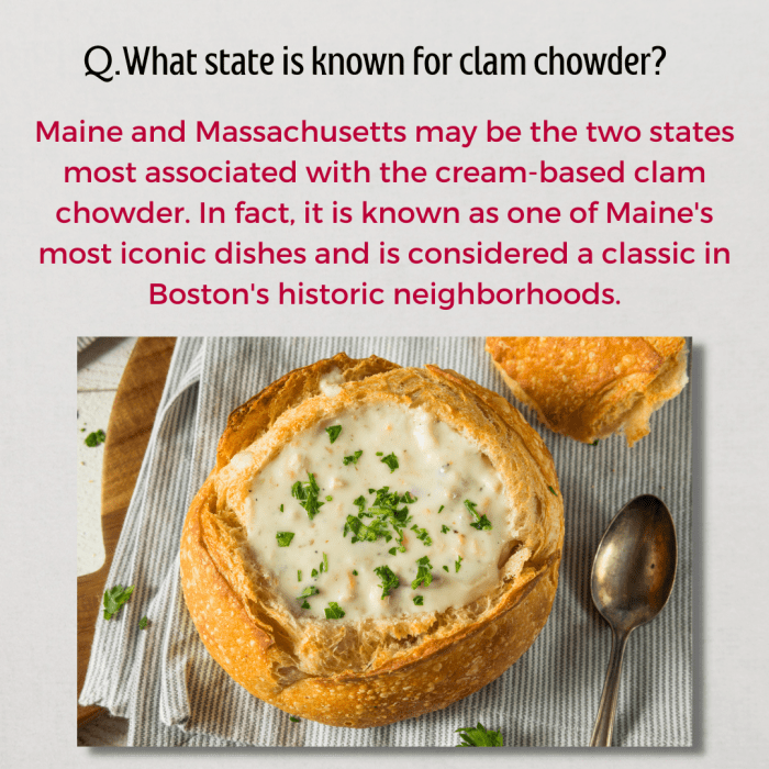 What state is known for clam chowder?