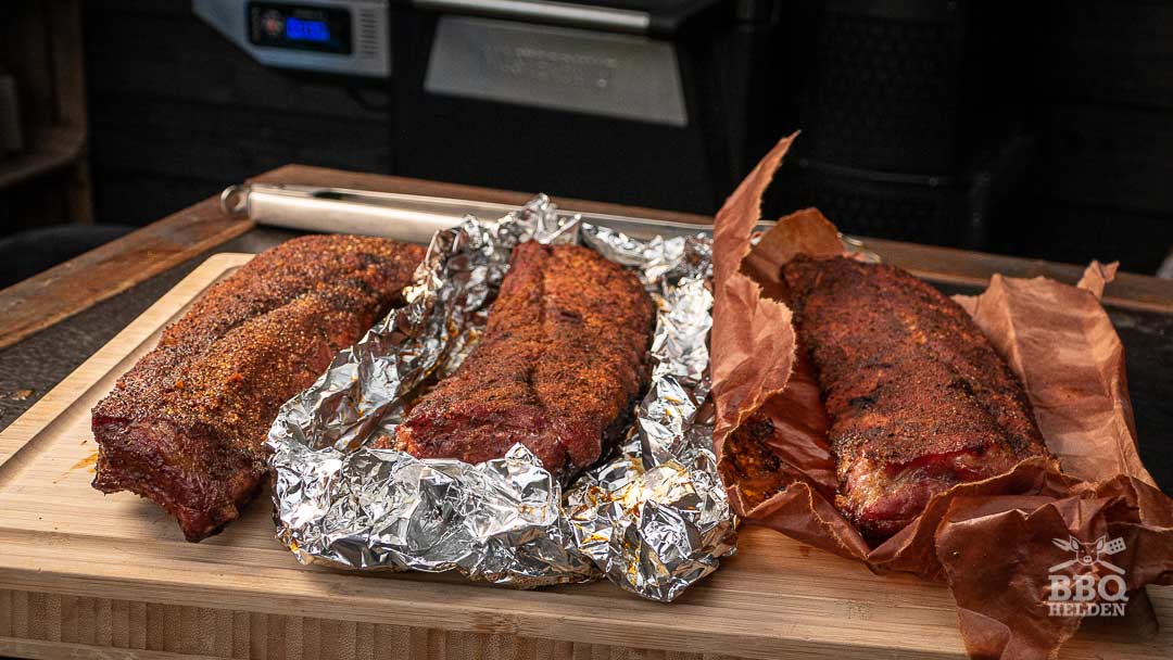 What temperature do you wrap ribs in butcher paper?