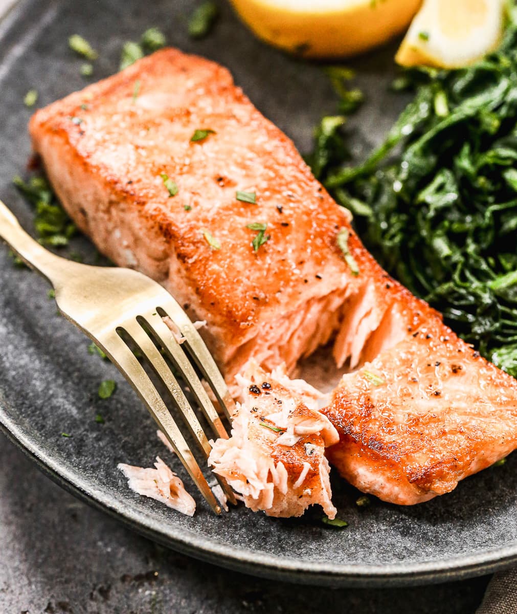 What temperature is salmon cooked at and how long?