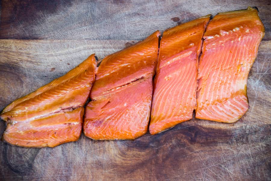 What temperature should hot smoked fish be?