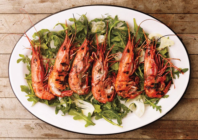 What to serve with grilled spot prawns?