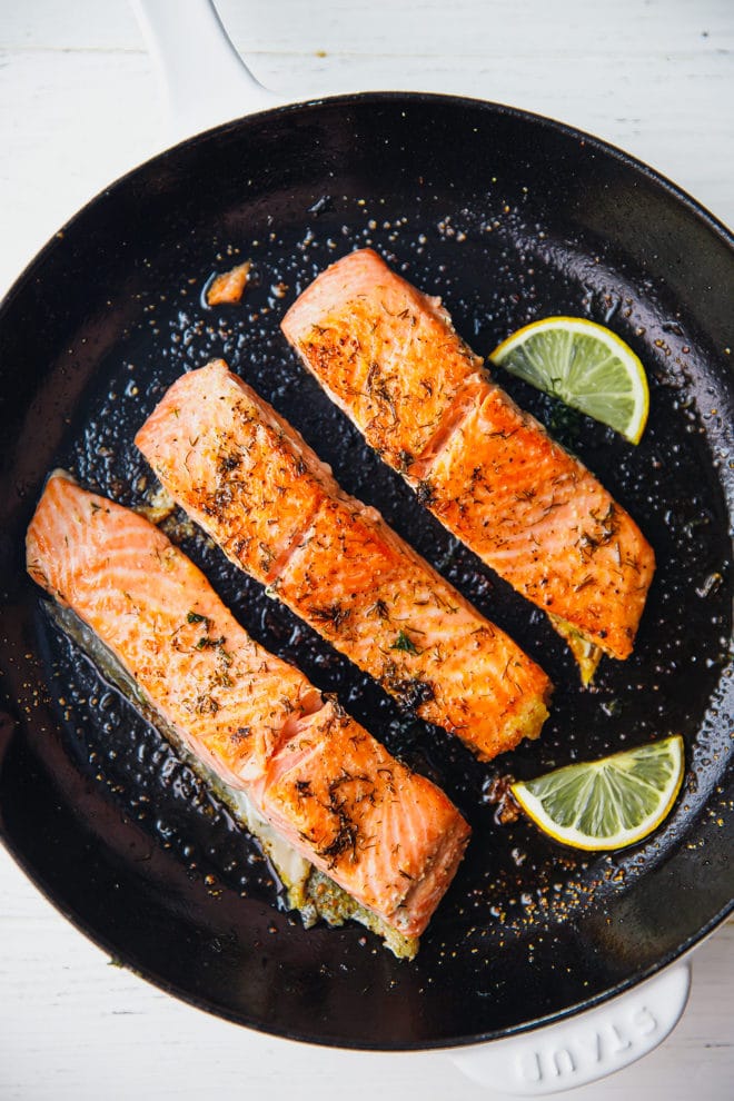 What type of pan should you cook salmon in?