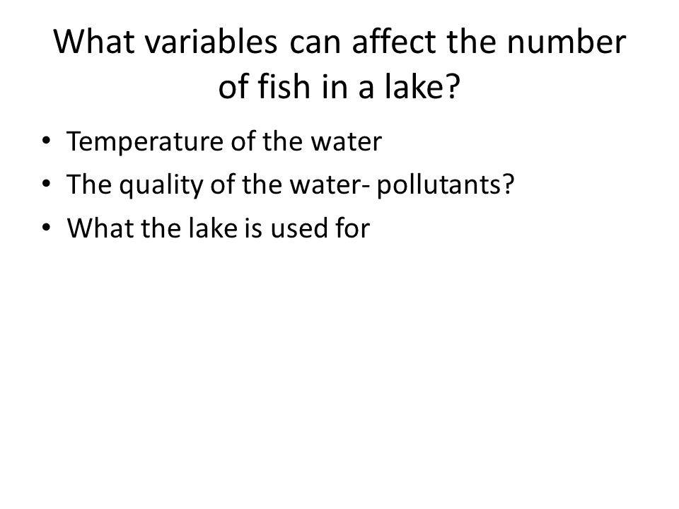 What variables can affect the number of fish in a lake?