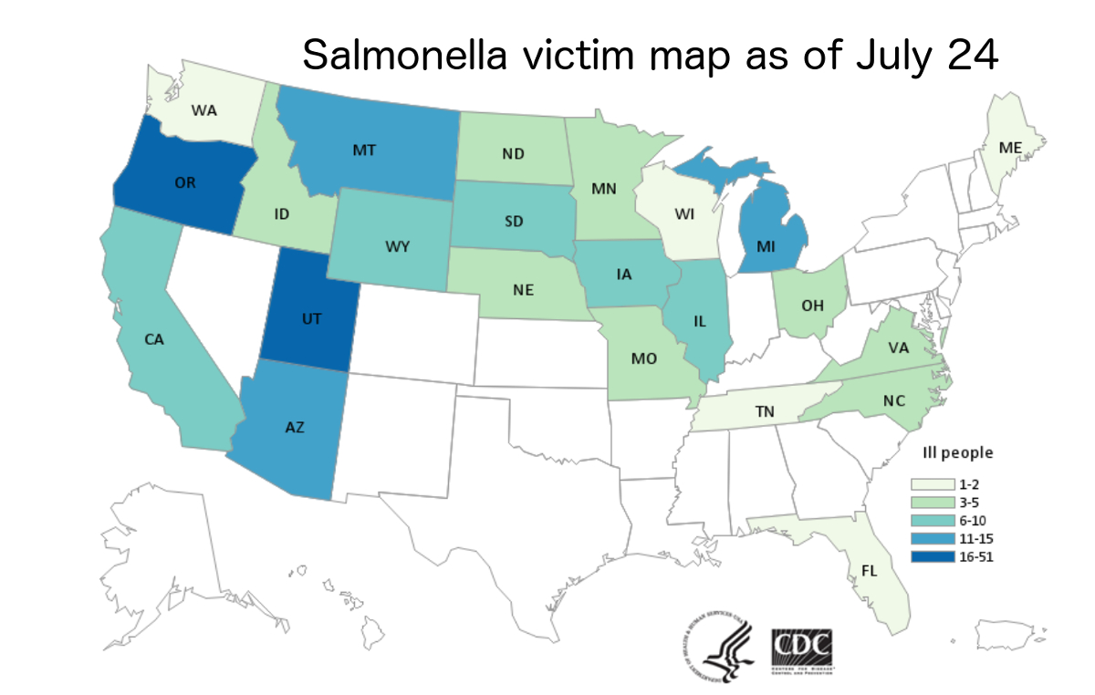 What was the most recent outbreak of Salmonella?