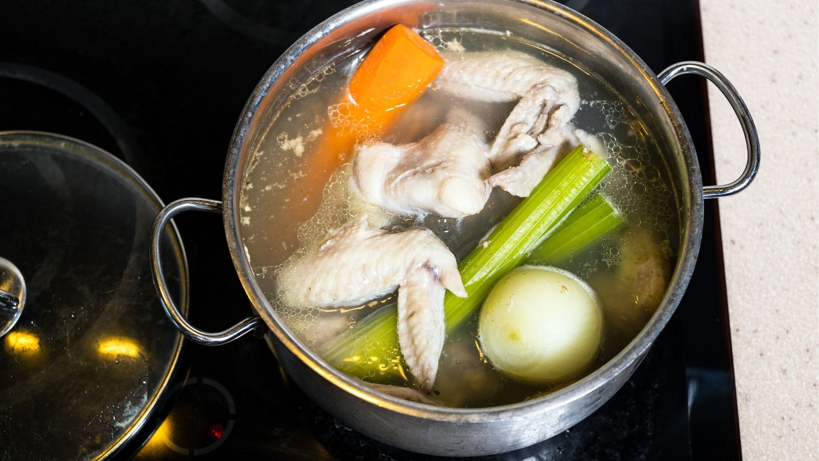 What will happen if chicken broth is heated?