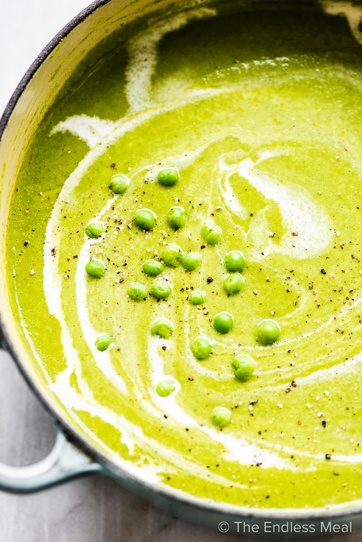 When should I add frozen peas to soup?