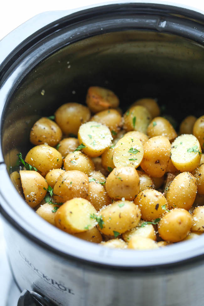 When should I add potatoes to crock pot?
