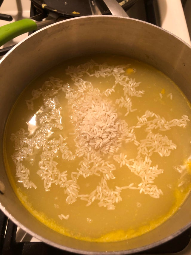 When should I add rice to soup?
