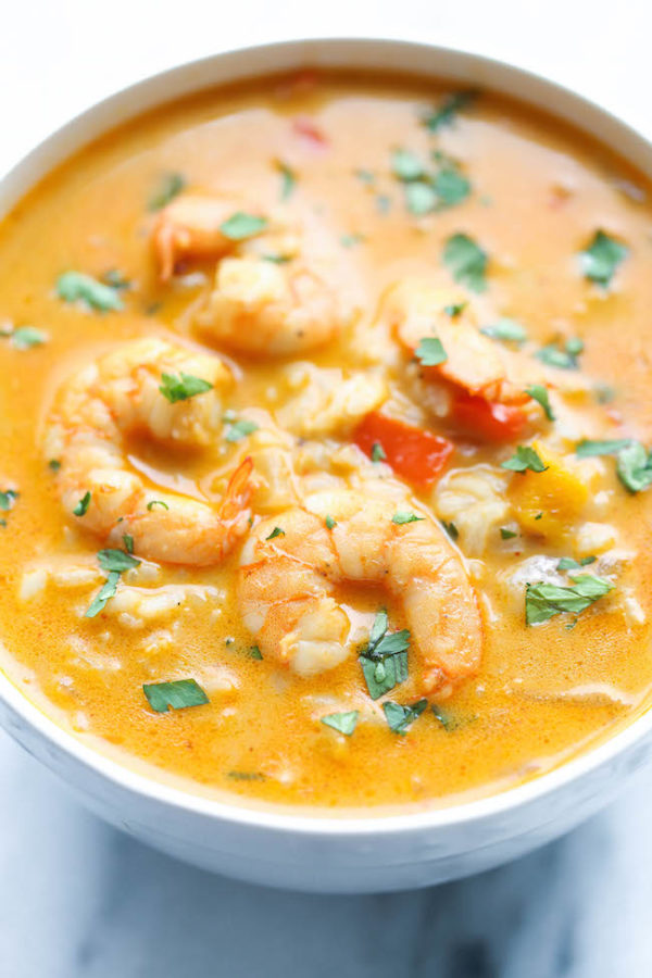 When should you add shrimp to soup?