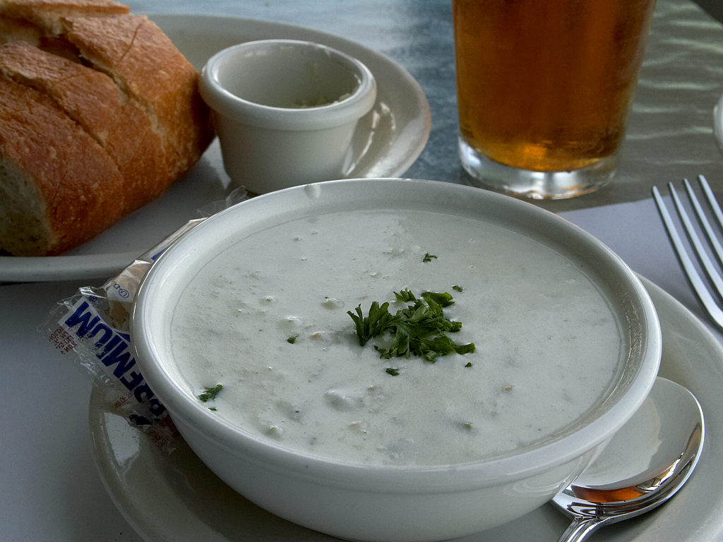 When was clam chowder invented?