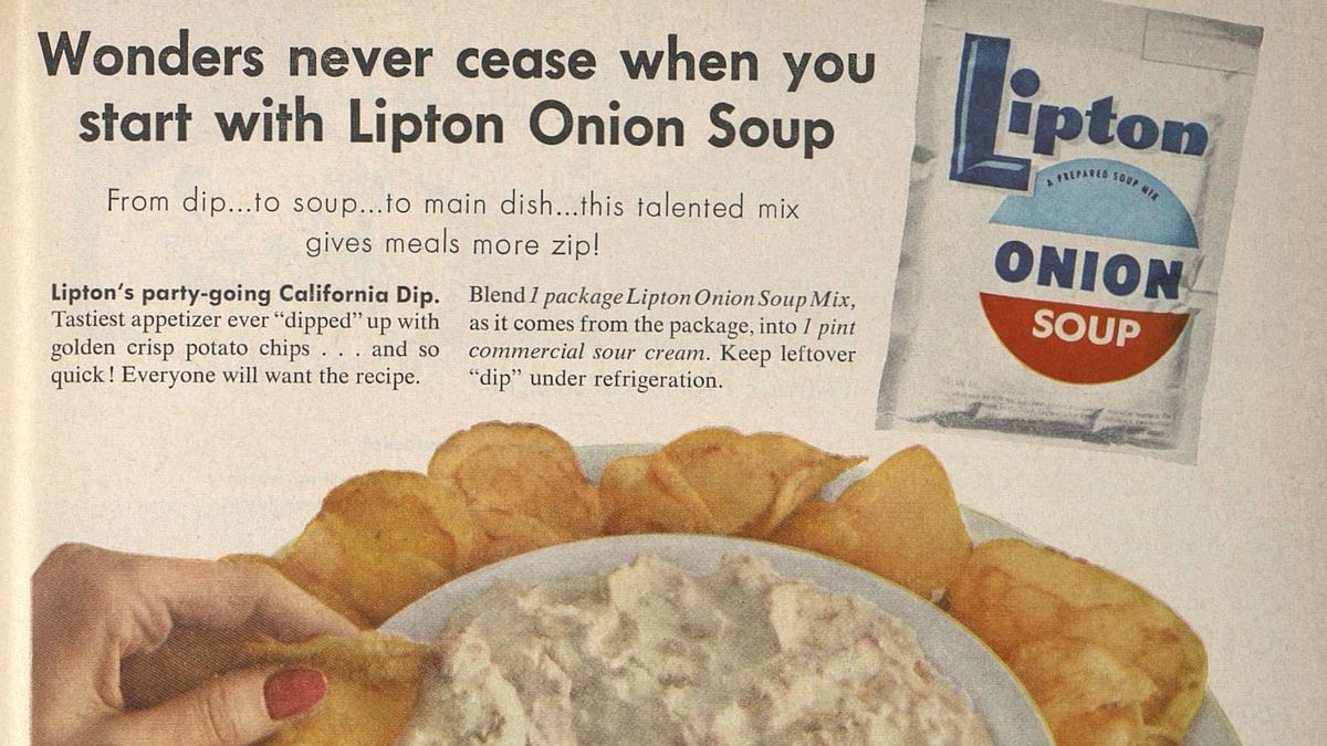 When was Lipton onion soup dip invented?