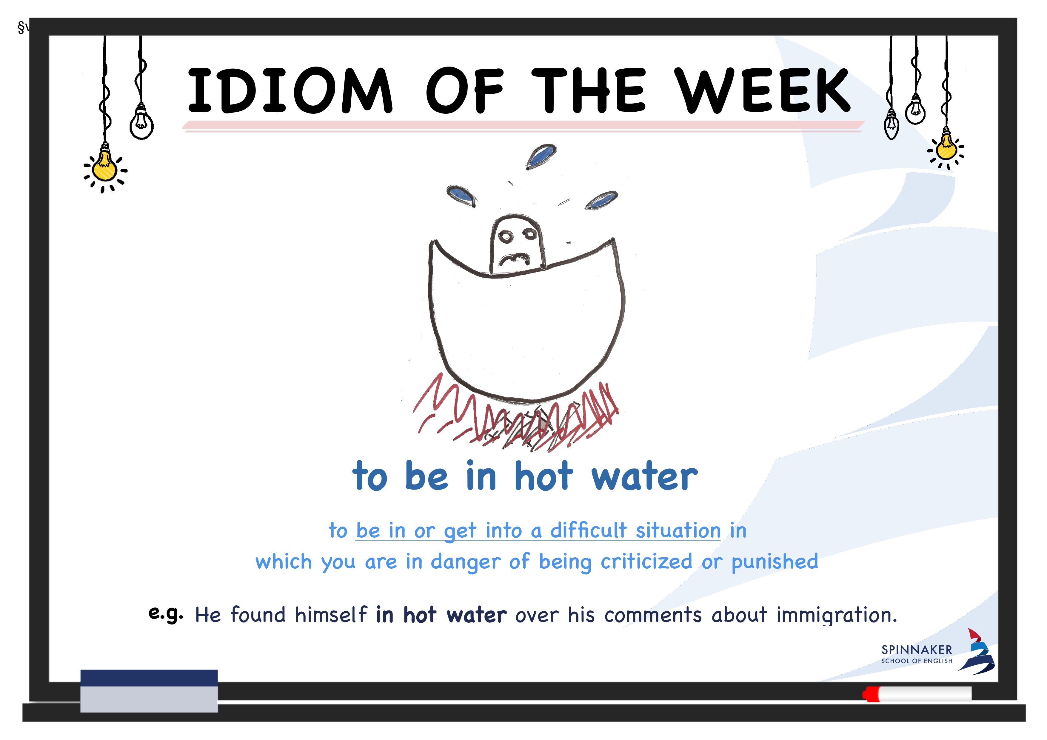 Where does the idiom find yourself in hot water come from?