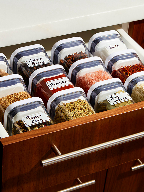 Where should herbs and spice be stored?