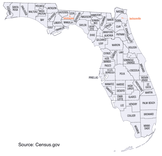 Which county in Florida has the highest property taxes?