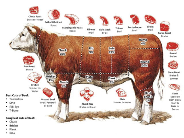 Which cut of beef is the toughest?